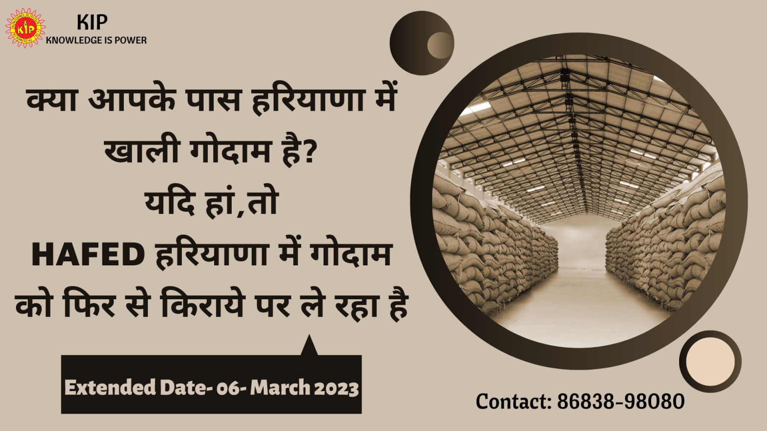 HAFED Warehouse Tender In Haryana - KIP Financial Consultancy Pvt Ltd